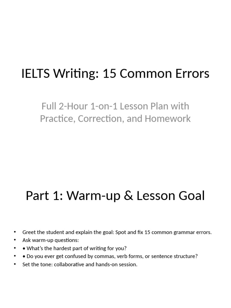IELTS Common Errors Detailed Lesson | PDF | Comma | Syntax