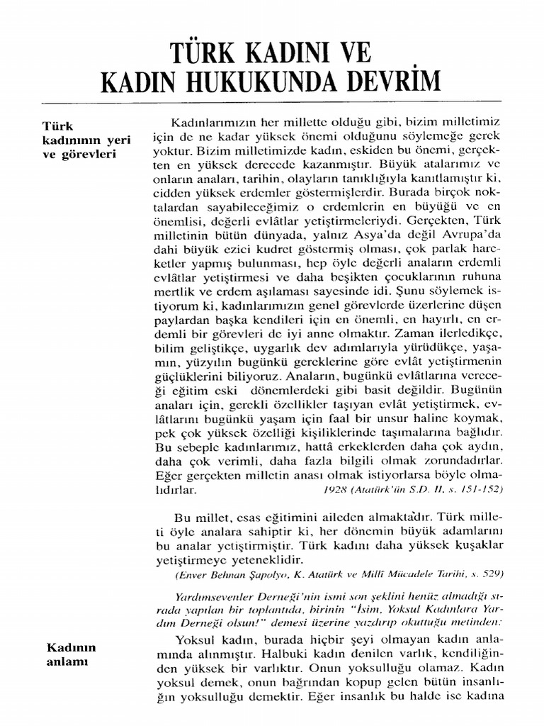 Türk Kadını Ve Kadın Hukukunda Devrim-Prof. Utkan Kocatürk | PDF