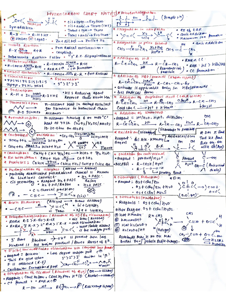 Hydrocarbon Short Notes | PDF