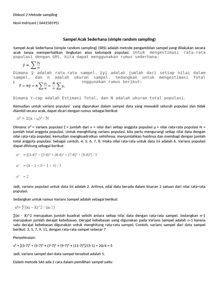 Diskusi 2 Metode Sampling | PDF