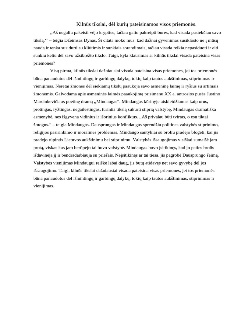 Kilnūs Tikslai, Dėl Kurių Pateisinamos Visos Priemonės | PDF