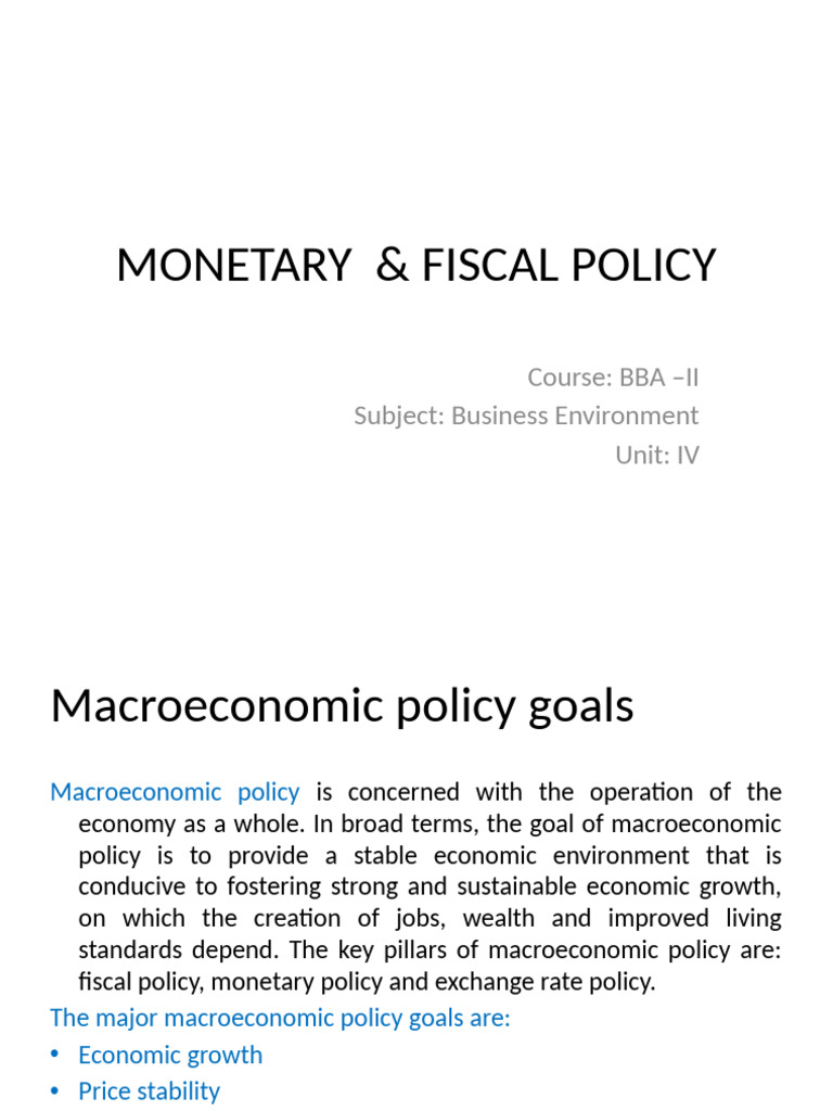 Monetary and Fiscal Policy | PDF | Fiscal Policy | Monetary Policy