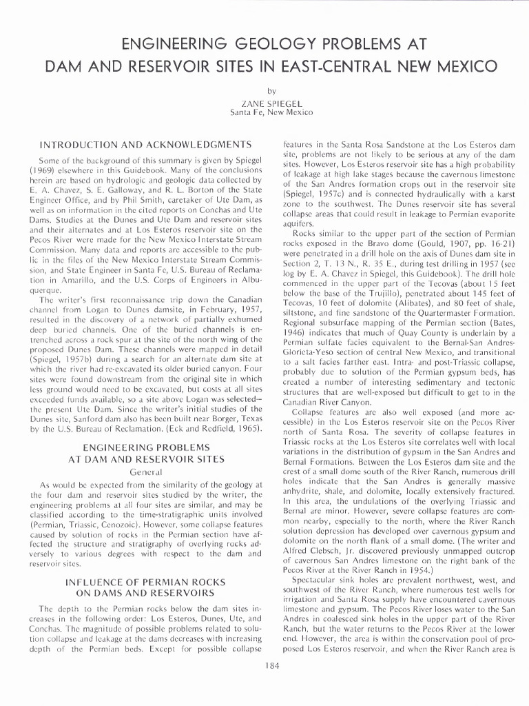 Case Study of Engineering Geological Problems at Dam Sites | PDF | Dam ...
