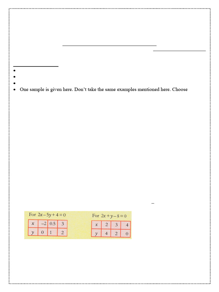 Pair of Linear Equations in Two Variables - Activity | PDF