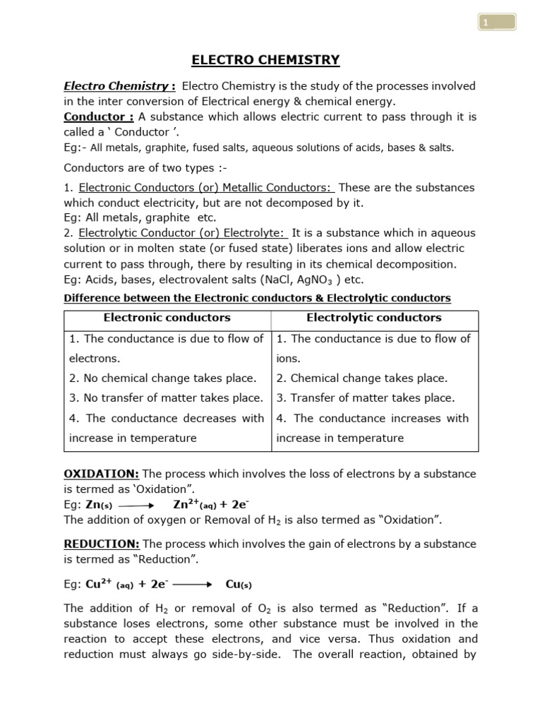 Electrochemistry Note Bs | PDF | Electrochemistry | Redox