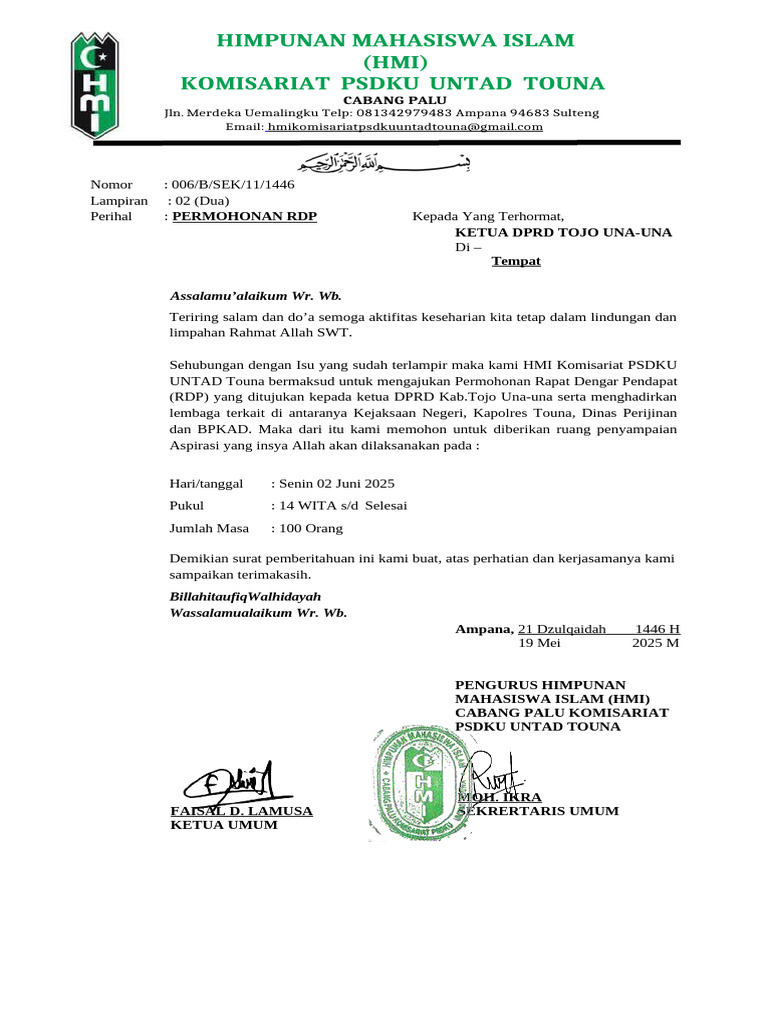 Surat Permohonan RDP | PDF