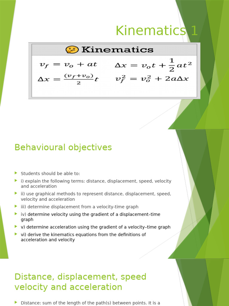 Kinematics 1 (Physics Alevel 9702) | PDF