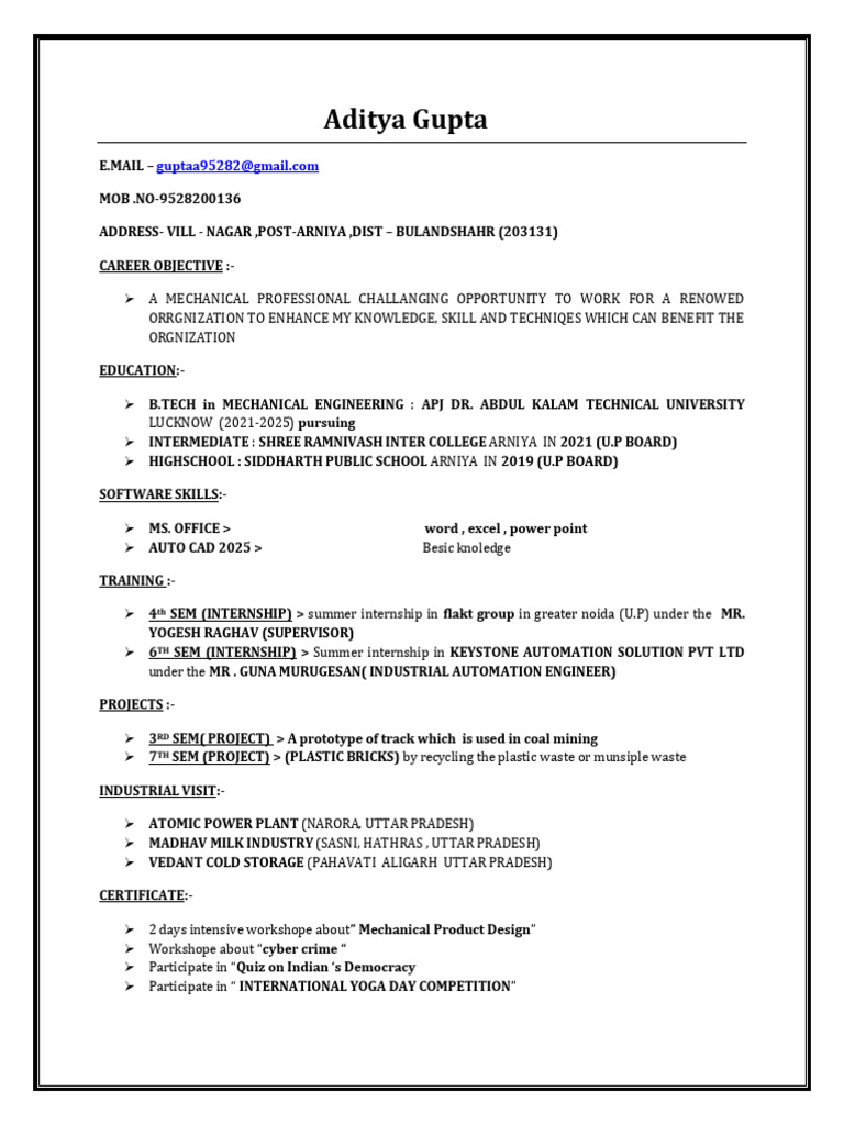 Aditya Gupta Resume Apna | PDF