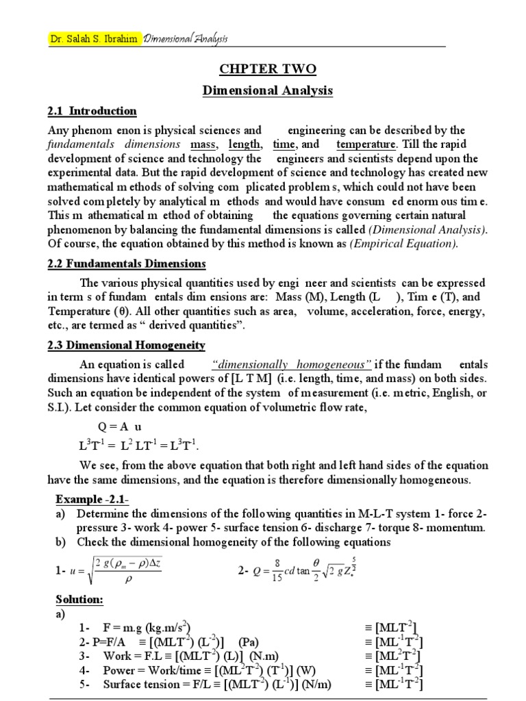 Dimensional Analysis | PDF | Viscosity | Continuum Mechanics