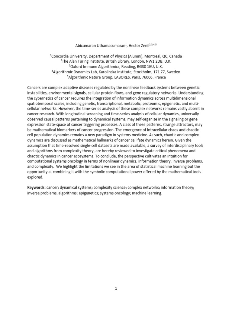 Cancer Dynamics Review | PDF | Chaos Theory | Fractal