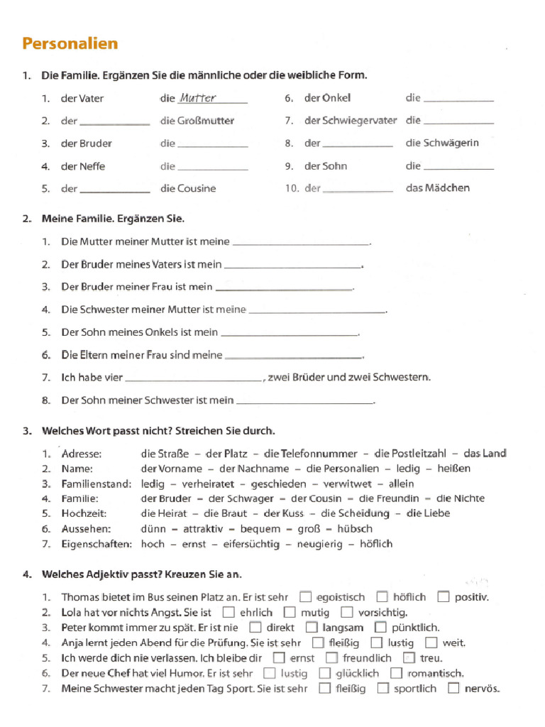 B1 Wortschatz Training | PDF