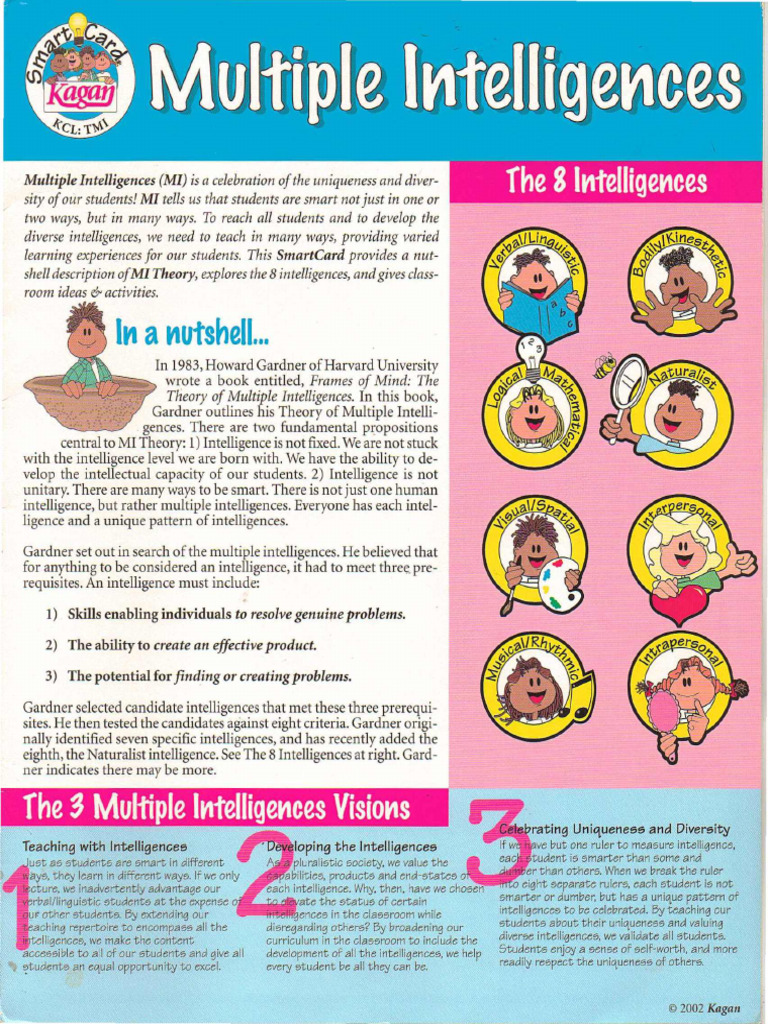 Multiple Intelligences Handout | PDF | Intelligence