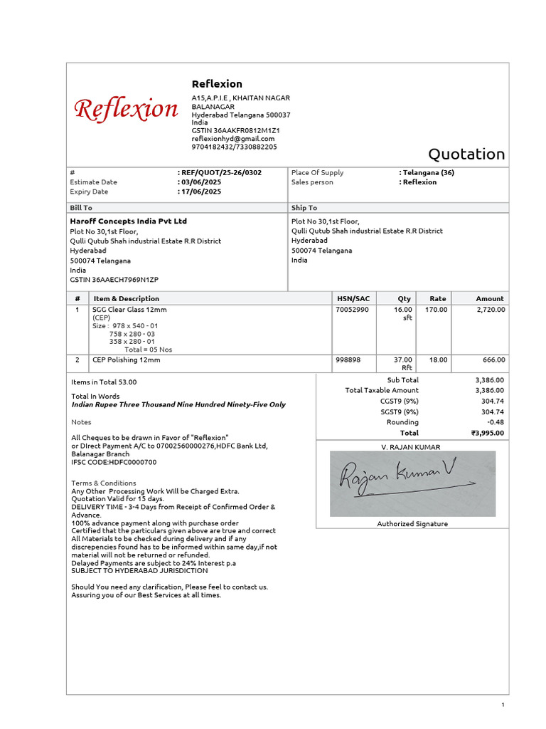 Quotation for Haroff Concepts | PDF | Taxes | Payments