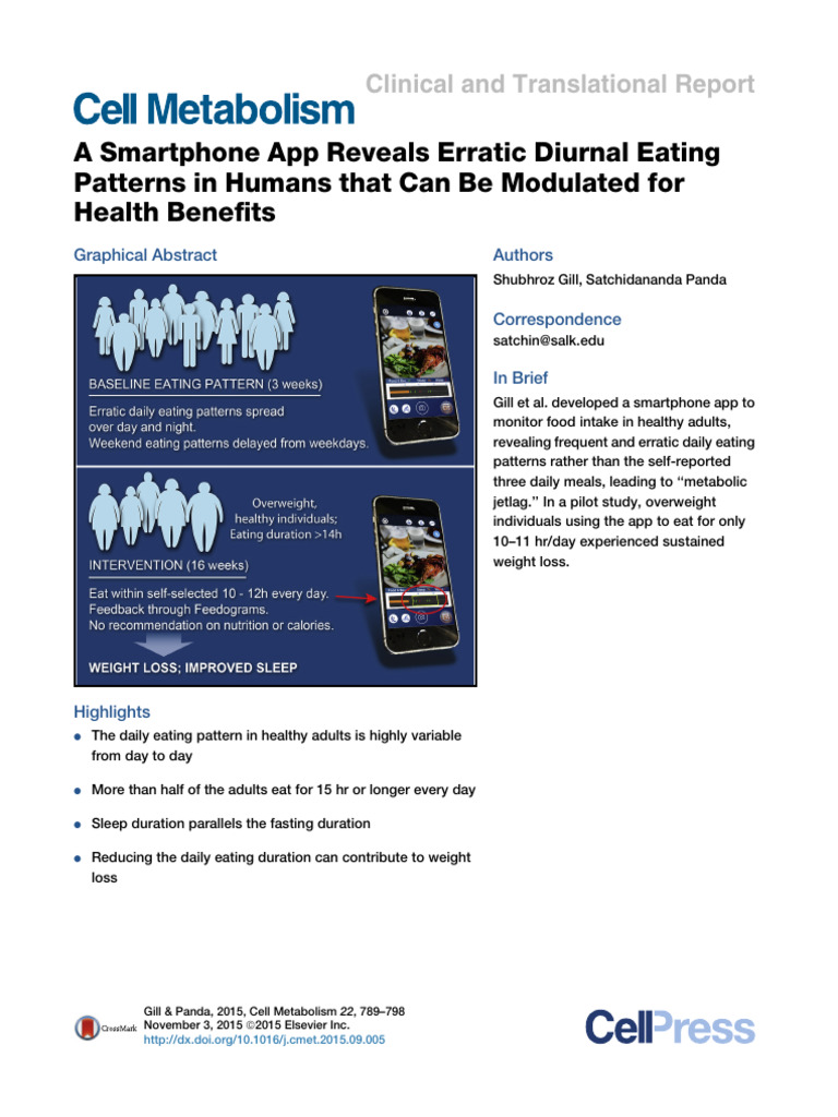 A Smartphone App Reveals Erratic Diurnal Eating Patterns in Humans That ...