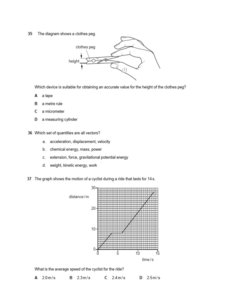 P1 5054 Sample Test Paper For Grade 10 | PDF | Velocity | Mass