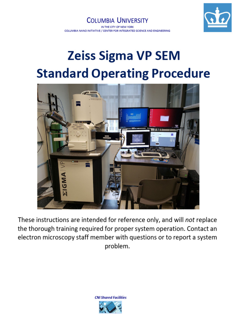 Zeiss+Sem+Sop Cu April+2024 | PDF | Scanning Electron Microscope | Optics