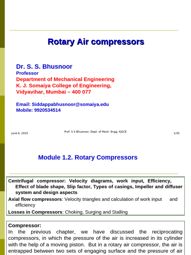 Rotary Air Compressor | PDF | Classical Mechanics | Thermodynamics