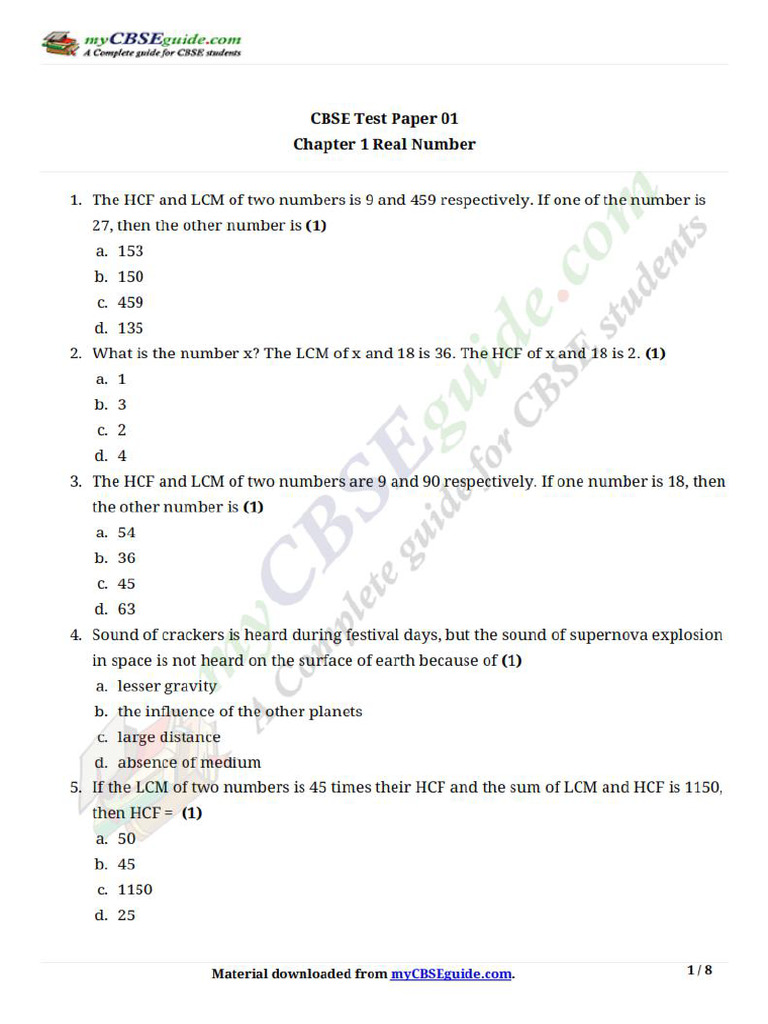 Class X Real Numbers UNIT Test June 2025 | PDF