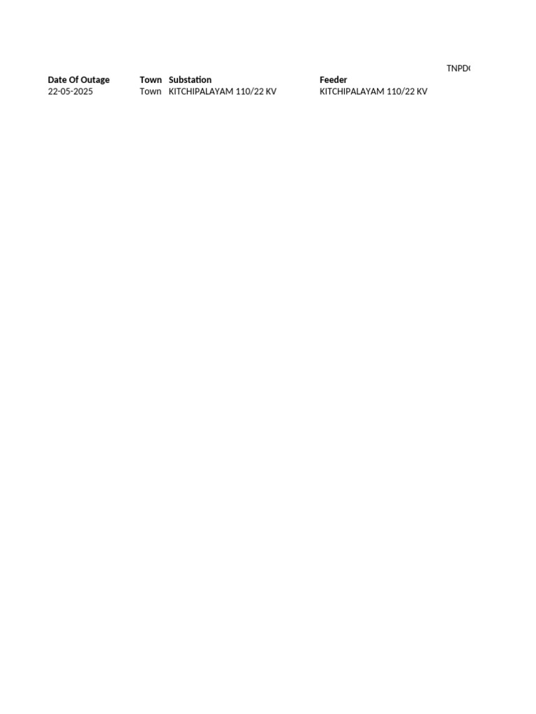 TNPDCL - Planned Power Shutdown List | PDF