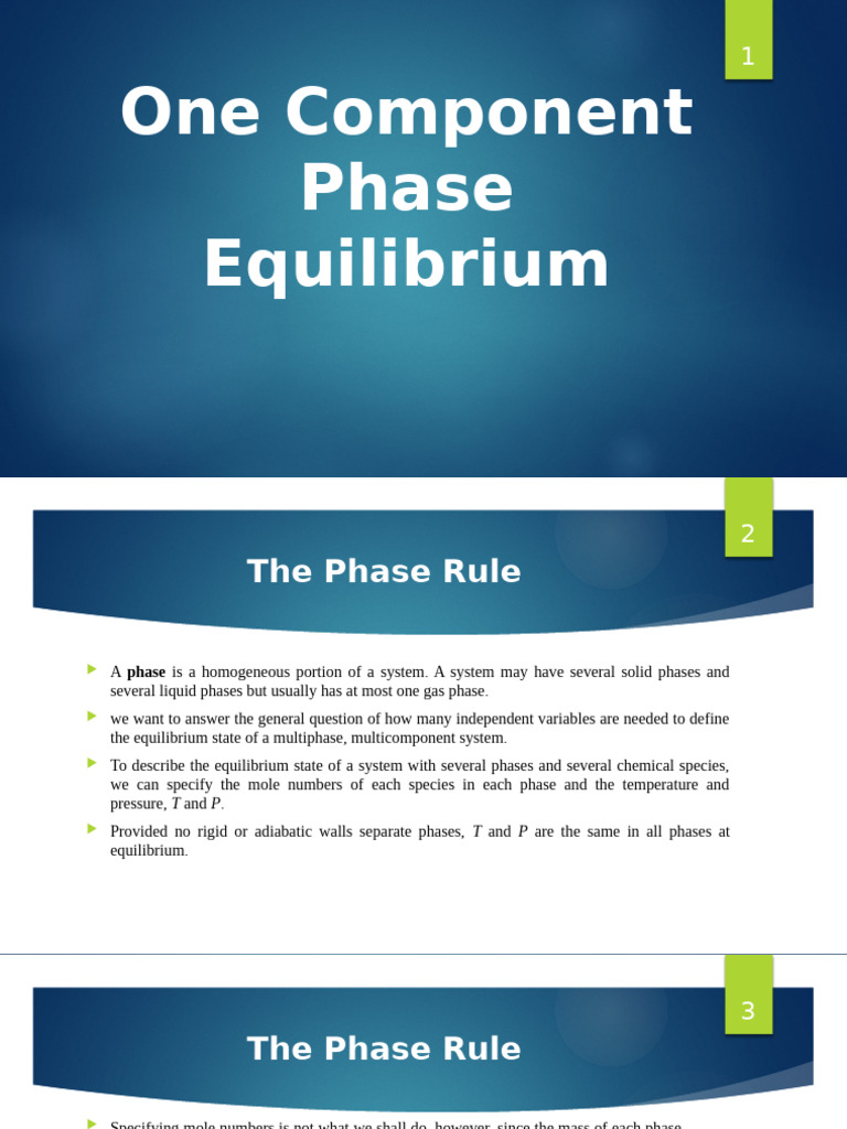 One Component Phase Equilibrium | PDF | Phase (Matter) | Phase Rule