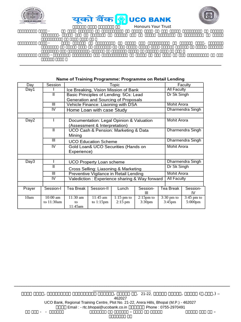 RTC Bhopal Retail Lending | PDF