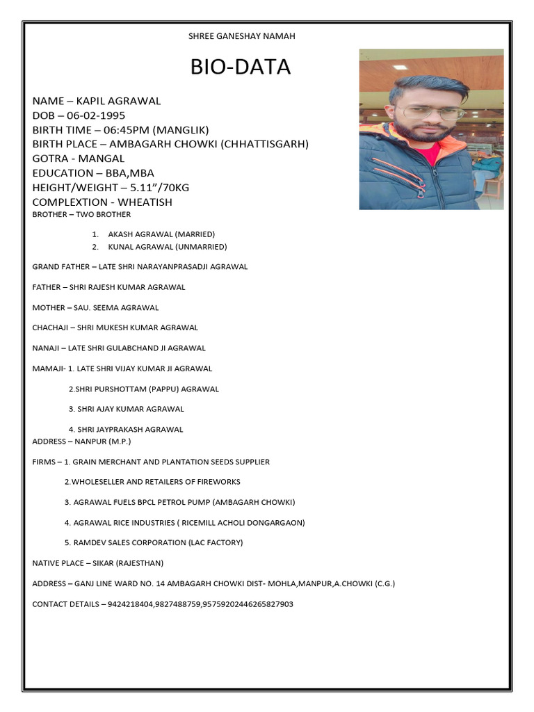 Kapil Biodata | PDF
