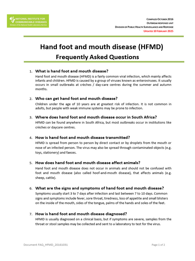 HFMD: Key Facts and Prevention Tips | PDF | Microbiology | Health Sciences