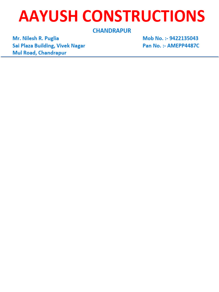 Aayush Constructions | PDF