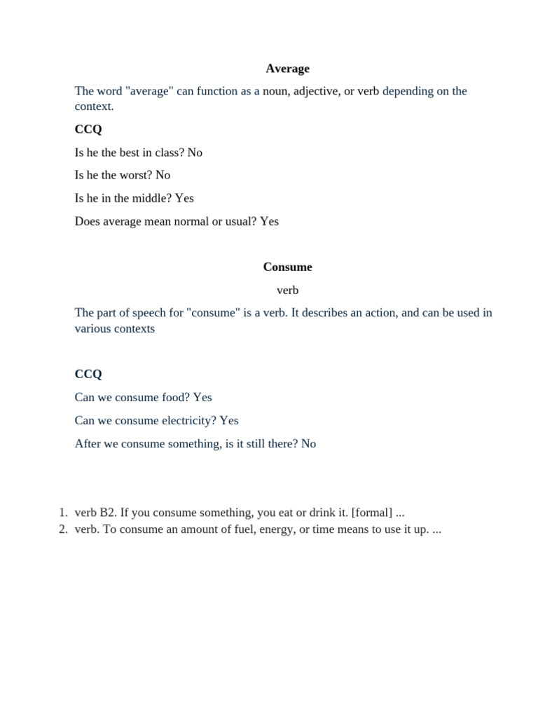 CCQ Vocabulary | PDF