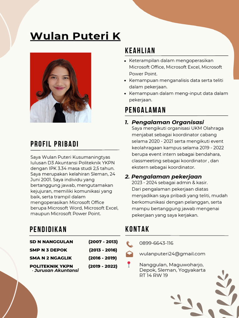 CV Wulan Puteri Kusumaningtyas | PDF