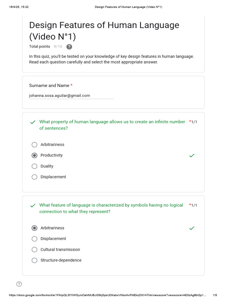 Design Features of Human Language, Fundamentos 1 | PDF | Linguistics ...