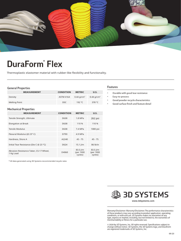 3d Systems Duraform Flex Sls Datasheet Us A4 2020-09-21 A Print | PDF ...