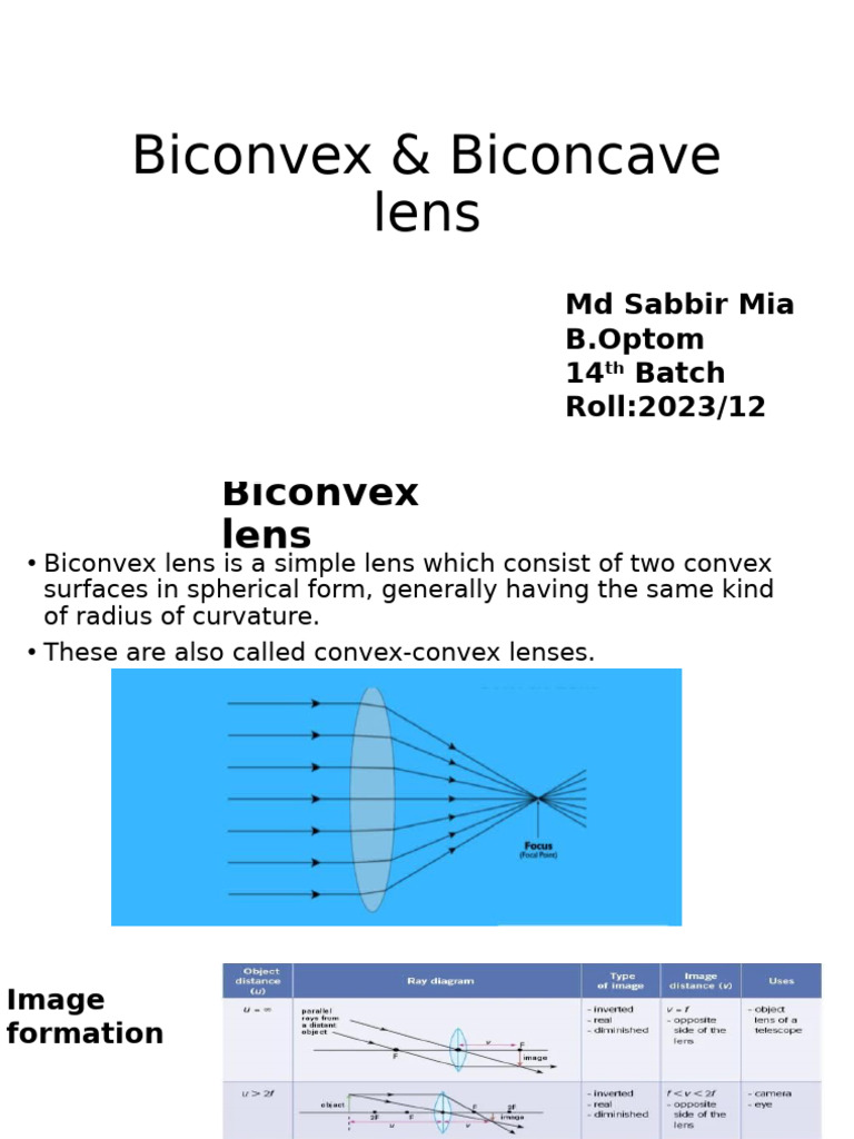8.3 Biconvex & Biconcave Lens | PDF
