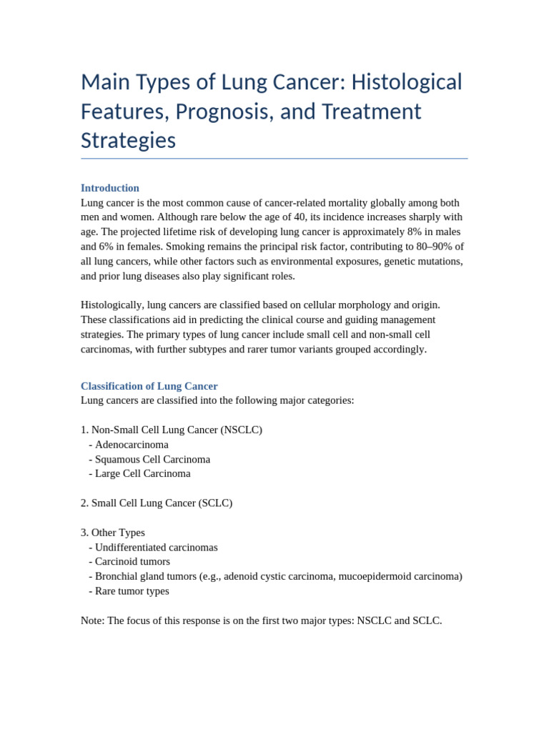 Main Types of Lung Cancer | PDF | Lung Cancer | Carcinoma