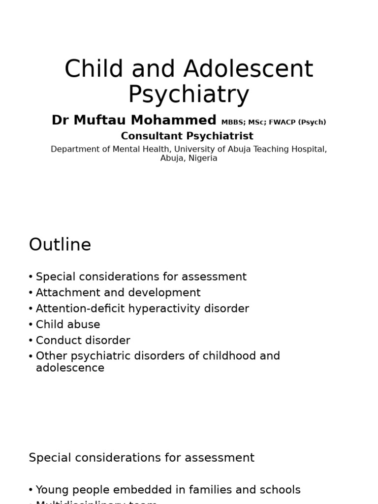 Child and Adolescent Psychiatry Overview | PDF | Mental Disorder ...
