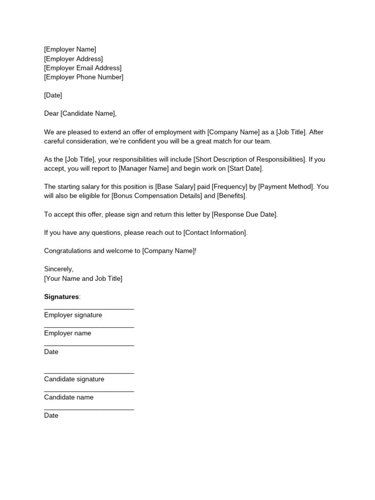Google Job Offer Letter Template | PDF