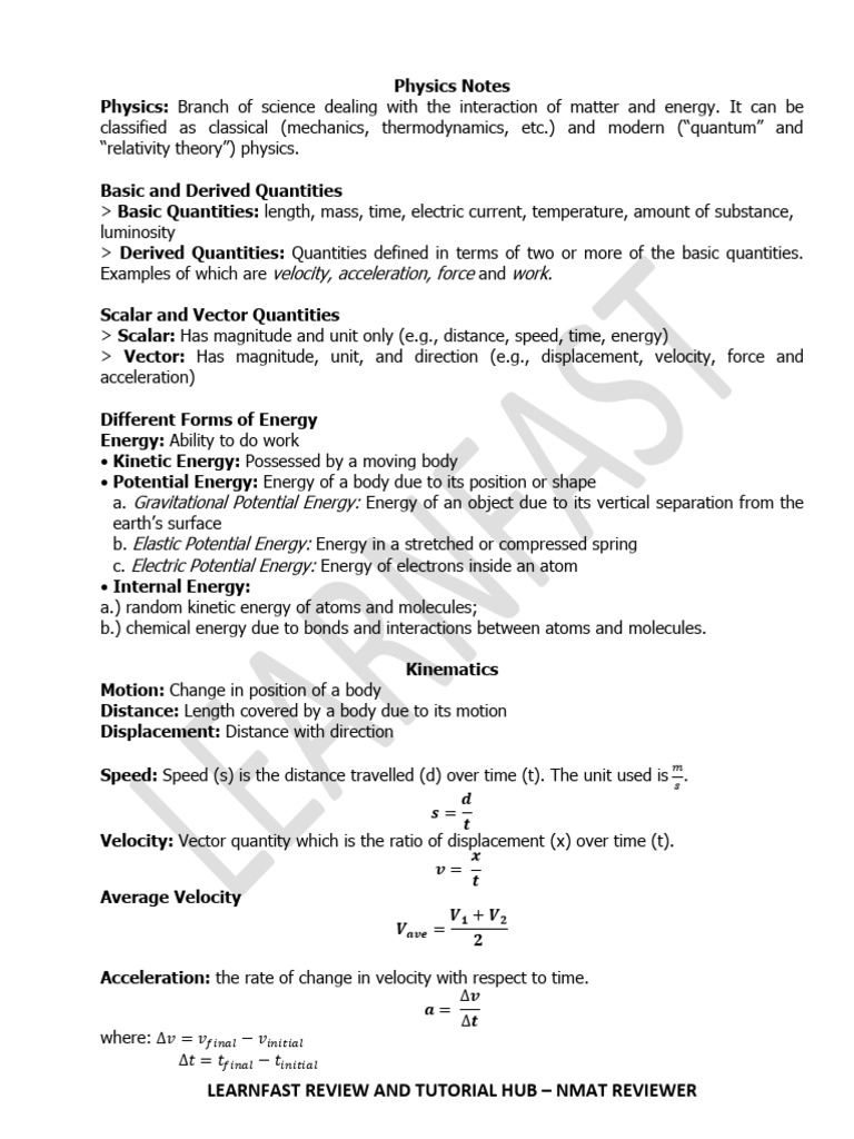 Overview of Elementary Physics Reviewer | PDF | Force | Polarization (Waves)