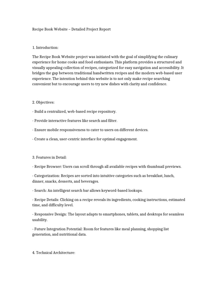 Recipe Book Website Project Overview | PDF | Websites | Cyberspace