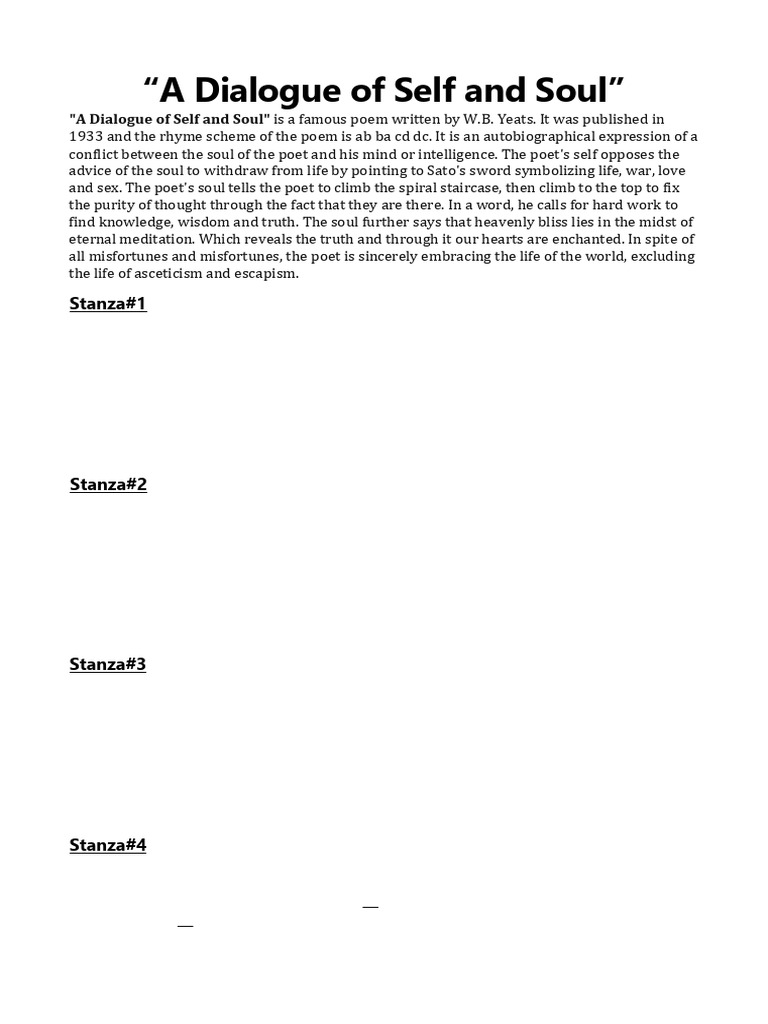 Yeats' Dialogue of Self and Soul Analysis | PDF | Soul | W. B. Yeats