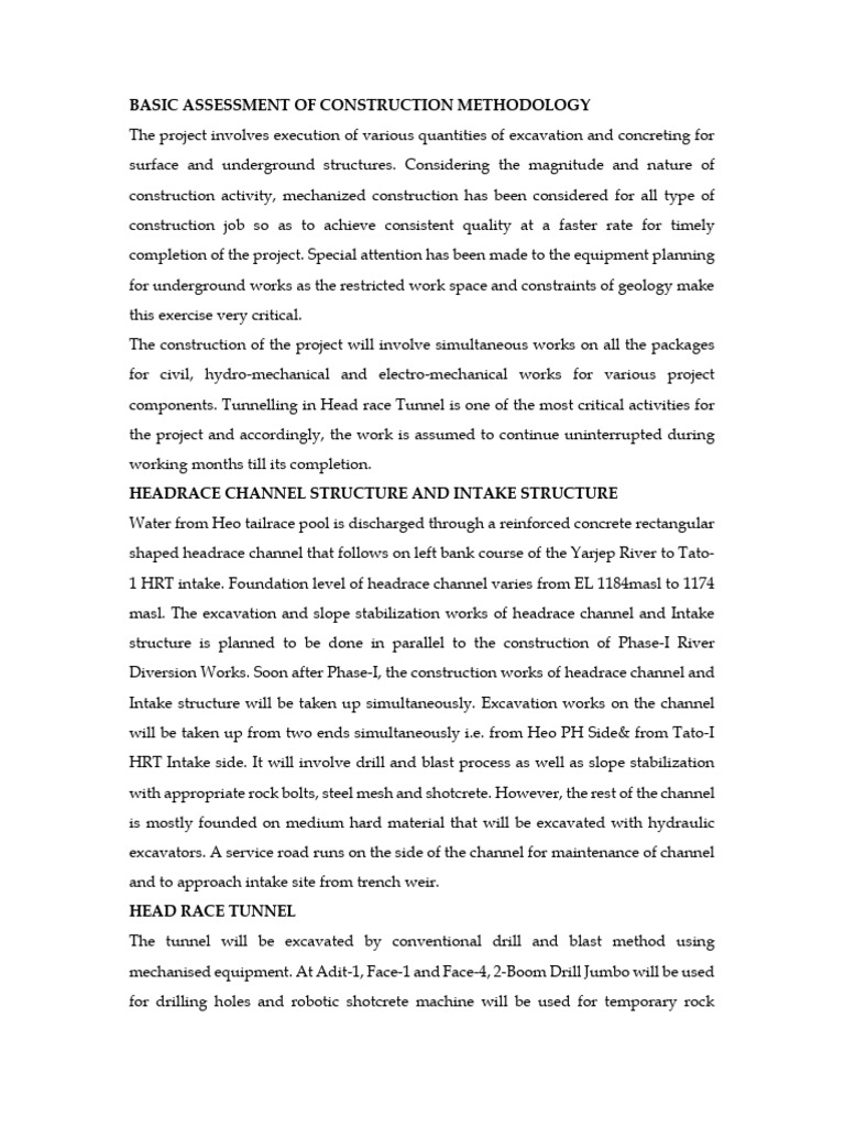 Annexure V Construction Methodology | PDF | Tunnel | Concrete