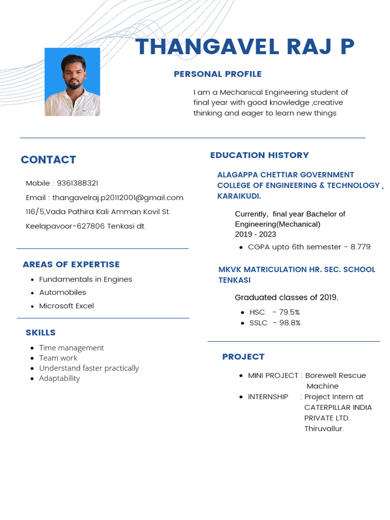 Thangavel Raj P: Contact | PDF