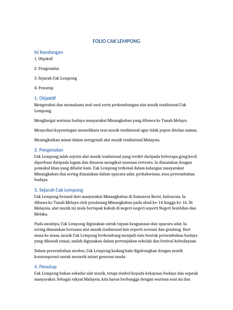Folio Cak Lempong | PDF