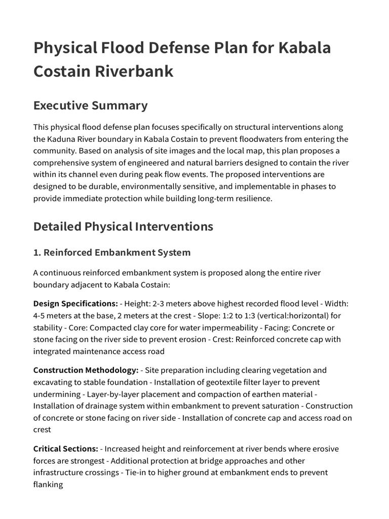 Kabala Flood Defense Plan Overview | PDF | Pipe (Fluid Conveyance) | Flood