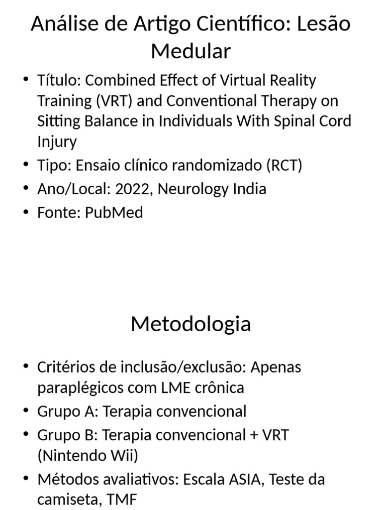 Analise Artigo Lesao Medular | PDF