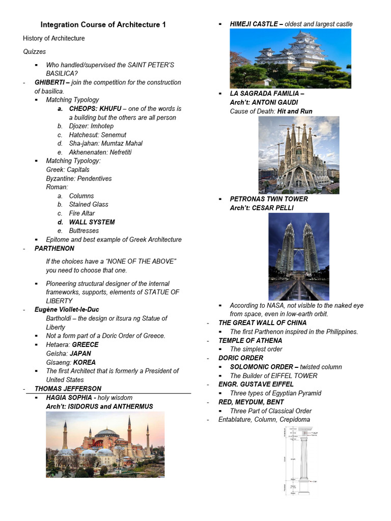 Integration Course of Architecture 1 | PDF | Column | Architectural Elements