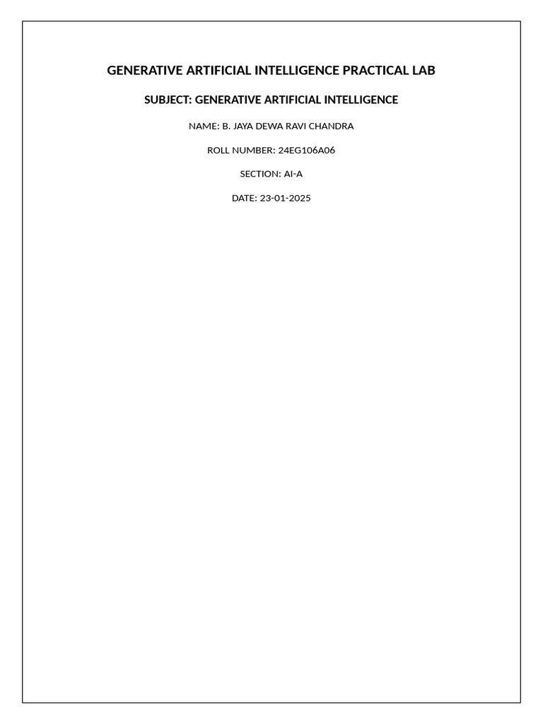 Generative Artificial Intelligence Practical Lab | PDF