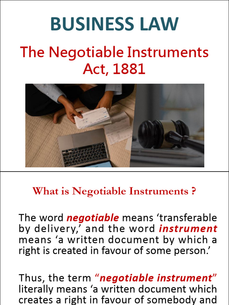 The Negotiable Instruments Act, 1881 | PDF | Negotiable Instrument | Cheque