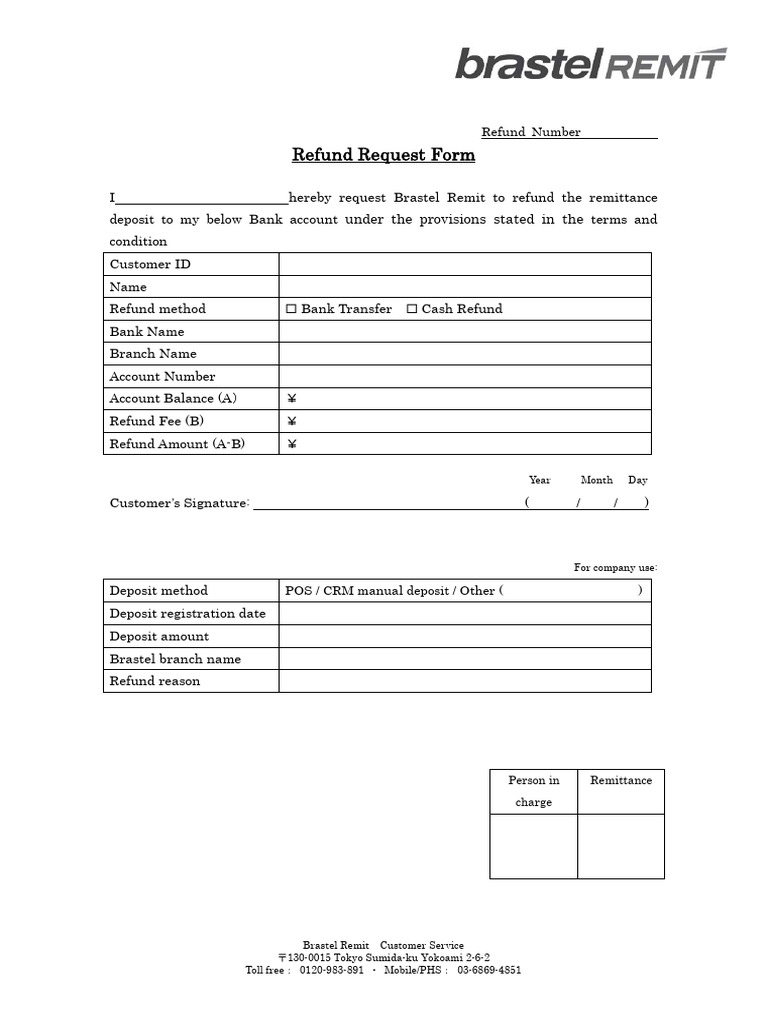 Refund Request Form Original | PDF