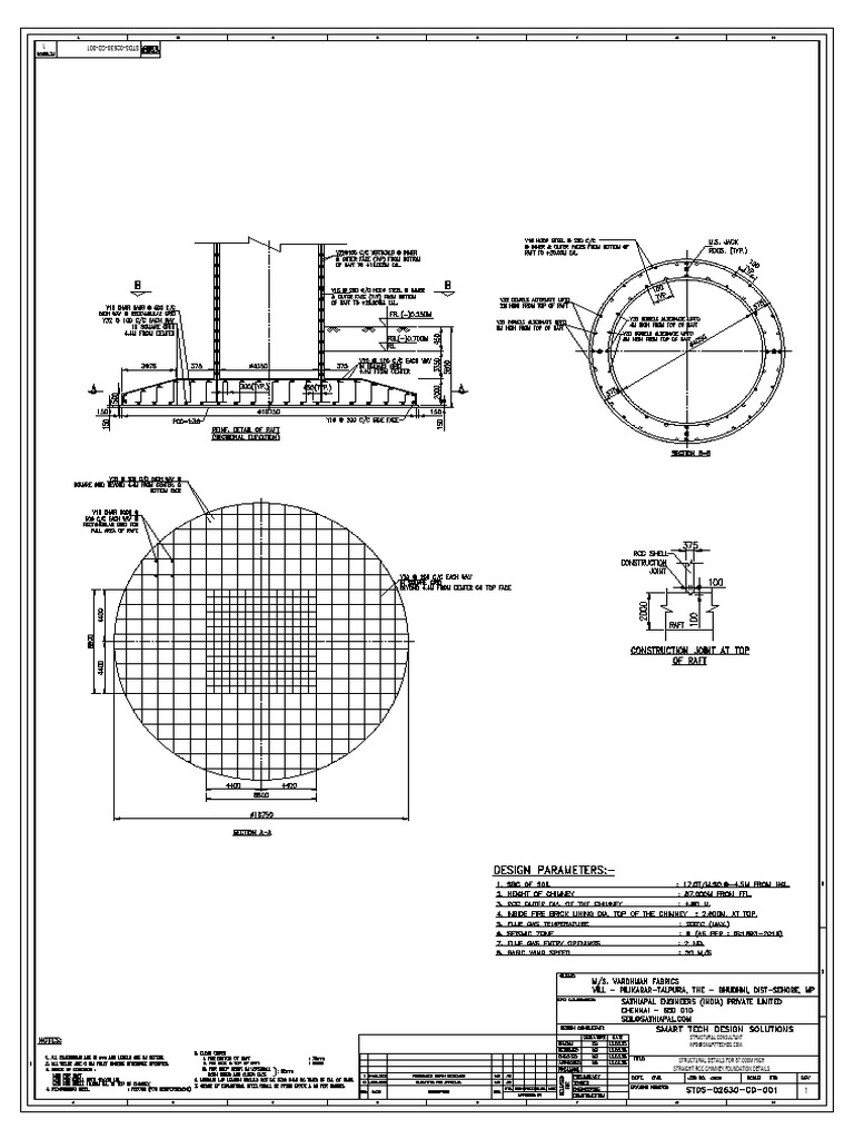 Structural Details For 87.000M High Straight RCC Chimney Foundation ...