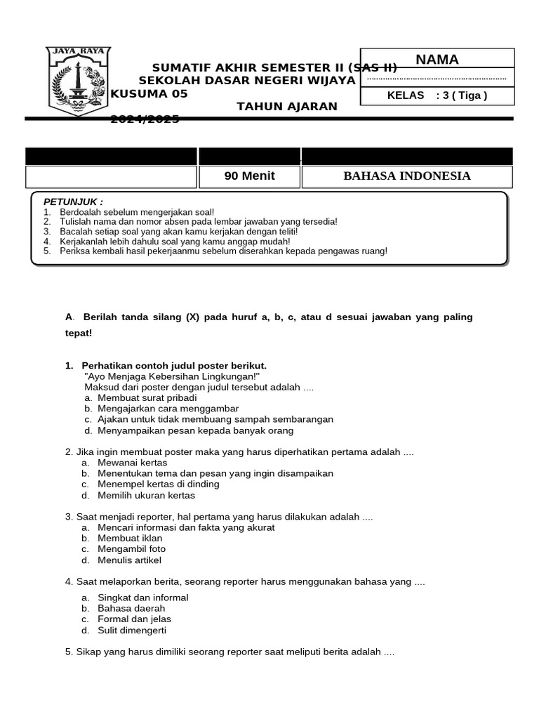 Sumatif Akhir Semester II B.indonesia | PDF